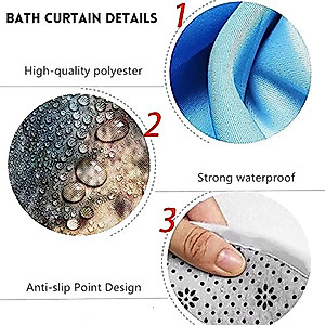 UFFAE 4 Pcs Leopard Cheetah Shower Curtain Set with Rugs, Toilet Lid Cover, Bath Mat,Waterproof African Animal Print Bathroom Decor Sets Accessories with 12 Hooks