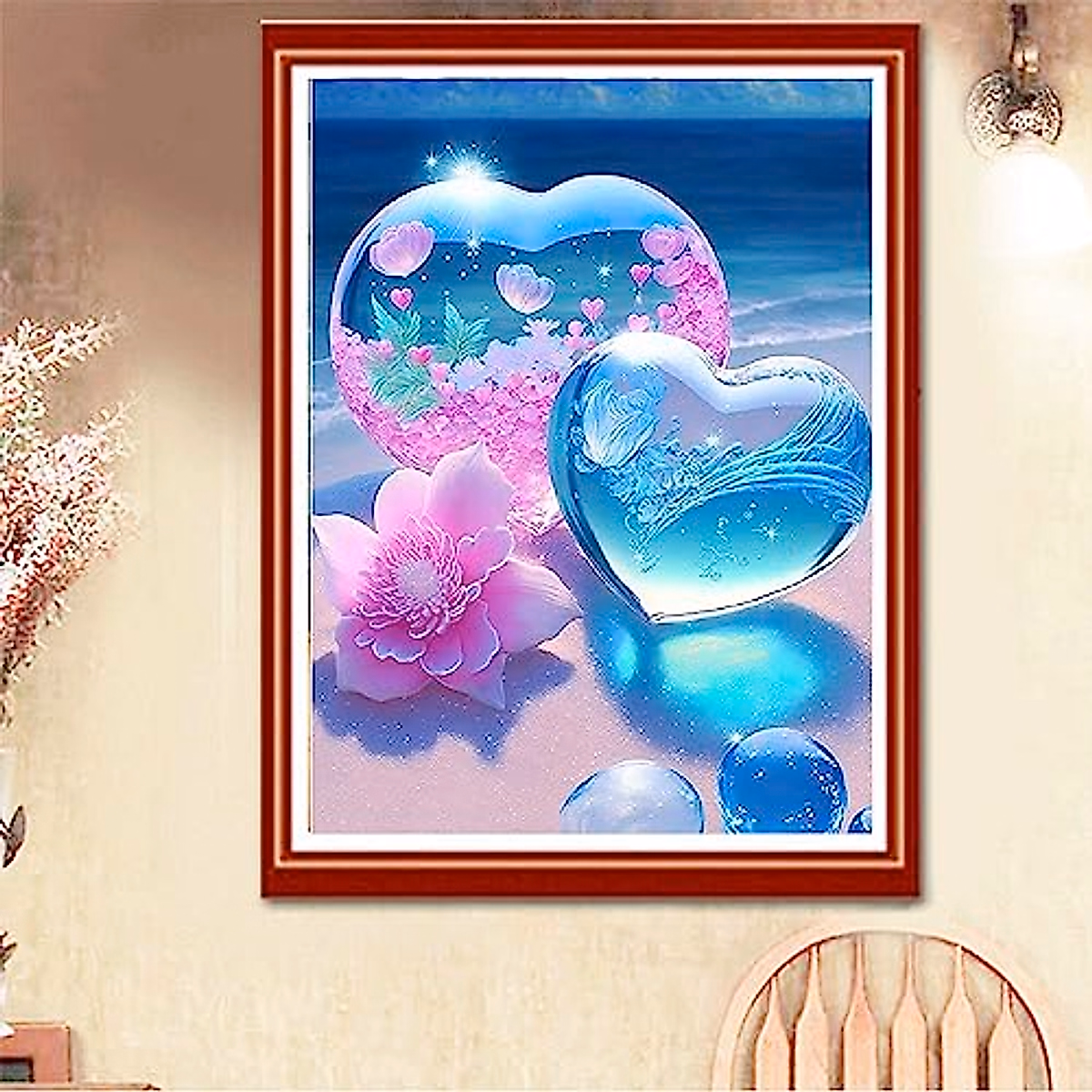 JFYHAB Love Diamond Painting Kits,Diamond Art Kit, Sea Beach Paint by Numbers for Adults and Kids Beginner 5D Diamond Painting Kits for Adults Full Drill Round for Wall Decor,Gift,Relaxing12x16