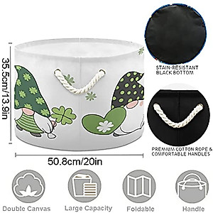 visesunny Gnome with Clover Leaf St Patrick's Day Laundry Baskets Fabric Storage Bin Storage Box Collapsible Storage Basket Toy Clothes Shelves Basket for Bathroom,Bedroom,Nursery,Closet,Office