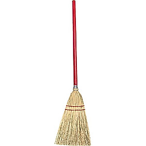 Flo-Pac Lobby Broom Corn Broom, Short Broom for Kitchen, Restaurants, Home, Corn, 34 Inches, Red