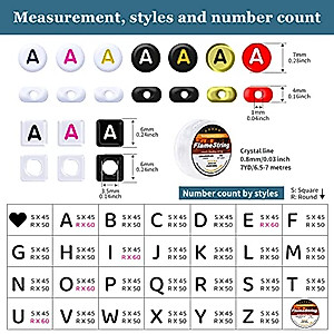 Eppingwin 1400 pcs Letter Beads, 4x7 mm Acrylic Beads, Beads for Jewelry Making, Beads for Bracelet Making, Alphabet Beads, in 28 Grid Box (White and Black)