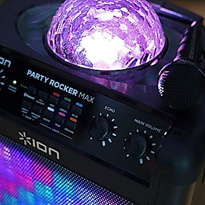 ION Audio Party Rocker Max - 100W Portable Wireless Bluetooth Speaker and Karaoke Centre with Rechargeable Battery, Party Light Display and Microphone