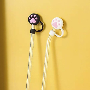 Lemonadeus Silicone 2PCS Straw Tips Cover Reusable Drinking Straw Tips Lids/Plugs Anti-dust, Airtight Seal Splash Proof - for 6-8mm Straws (dogs cats claws)