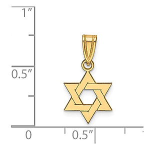 Solid 14k Yellow Gold Star of David Lucky Jewish Pendant Charm - 18mm x 11mm