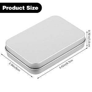 Gjinxi 4 Pcs Tin Box Containers, 3.7 x 2.4 x 0.7 Inch Mini Portable Small Storage Container Kit with Hinge Lids, Metal Box for Home Storage, Organizer Small Tin Box (Silver)