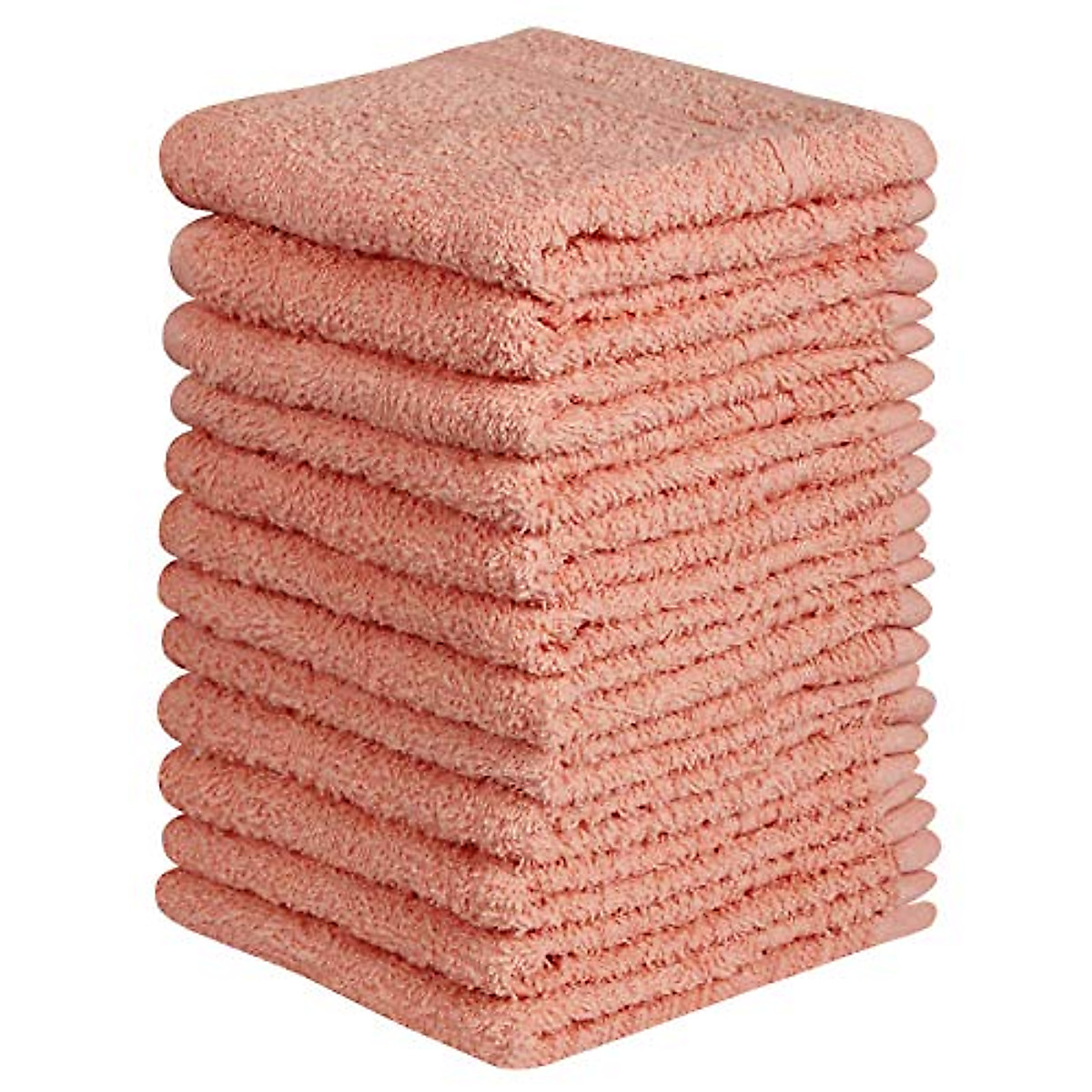 Beauty Threadz - Pack of 12 Washcloths 100% Ring Spun Cotton Premium Quality 12x12 inch Face Towel Highly Absorbent, Ultra Soft & Fade Resistant 400 GSM Wash Cloth Set (Petal Pink)