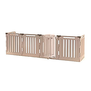 Richell Convertible Indoor/Outdoor Pet Playpen, Large, Soft Tan/Mocha