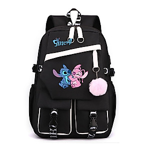 WZCSLM 15.6 Inch Stylish Computer Backpack Teens Bag College School Casual Daypack With USB Port Business (black and white)
