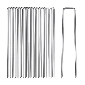 6 Inches Garden Stakes Metal Landscape Staples 16 Packs 11 Gauge Stakes Galvanized Steel Lawn Stakes Yard Staples Securing Pegs for Weed Barrier Fabric Ground Cover Holding Fence and Artificial Turf