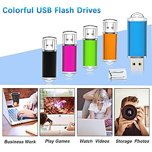 10Pcs 8GB Flash Drives, Alihelan USB 2.0 Thumb Drive Bulk Memory Stick Jump Drive Pen Drive Zip Drive for Data Storage File Sharing (10 Pack, Multicolor, 8G)