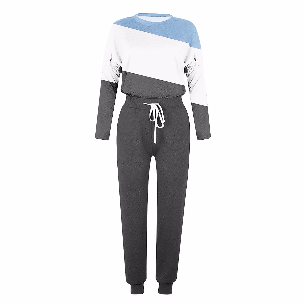 JMMSlmax Lounge Sets for Women 2 Piece Long Pants Outfit Lightweight Long Sleeve Crewneck Pullover Tops Long Pants Tracksuit
