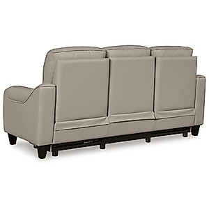 Signature Design by Ashley Mercomatic Casual Leather Match Wall Hugger Power Reclining Sofa with Adjustable Headrest and USB Ports, Light Gray