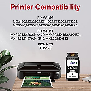 Topink Cannon Printer Ink PG 240 Replacement for Canon 240XL PG-240XL 240 XL XXL Black Ink Cartridge Use with Canon PIXMA MG3620 TS5120 MG3520 MG2120 MX452 MX512 MX532 MX472 Printer
