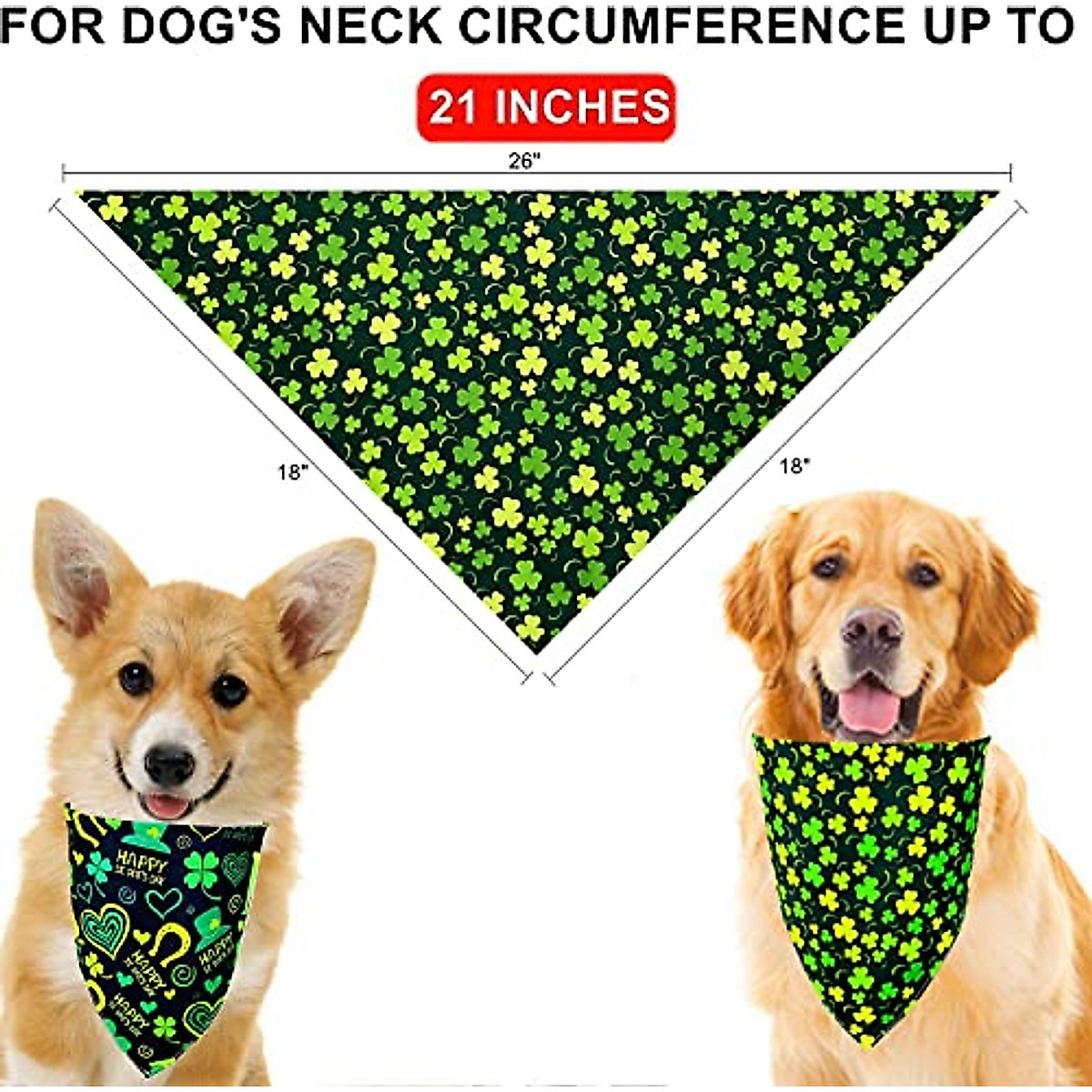 St. Patrick's Day Dog Bandanas: Holiday Puppy Bandanas Pet Party Scarf Triangle Bibs Handkerchief for Small Medium Large Breed Dogs Gift