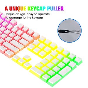 LexonElec Pudding Keycaps,Double Shot PBT Keycap Set with Translucent Layer for DIY RGB LED Backlit Gaming Mechanical Keyboards,Full 108 Key Set,OEM Profile,US Layout(White)