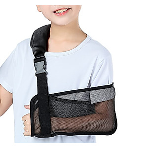 Ledhlth Mesh Kids Arm Sling Black for Shower Shoulder Immobilizer Brace Support for Broken Shoulder Elbow Arm Wrist Injury Children Pediatric Toddler Girls Boys left right, Kids L