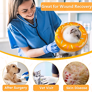 Hpetppy Cat Cone Collar Soft, Cat Recovery Collar for Wound Healing Cute Cat Donut Adjustable Cat Cones to Stop Licking Comfortable Lightweight Neck Elizabethan Collars for Cats Kittens After Surgery