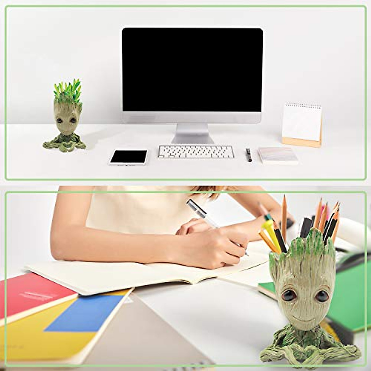 Arbusb Succulent Planter Pen Cup TreeMan for Birthday Gift,Pen Holder Pot Cute Green Plants Flower Pot,Best Festive Gift for Kids Girls,Boys,Women 5.63x3.15inch Indoor Outdoor(Express Love)