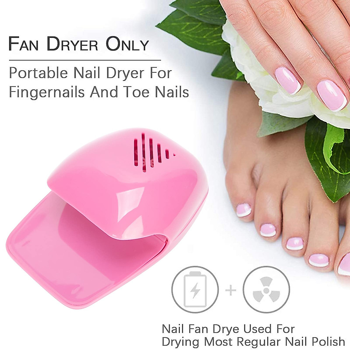 Milltrip Nail Fan Dryer for Regular Nail Polish, Portable Nail Dryer Nail Art Polish Machine Quick Dry Nail Polish Gel Nail Dryer Blower for Fingernail Toenail, Portable Fans