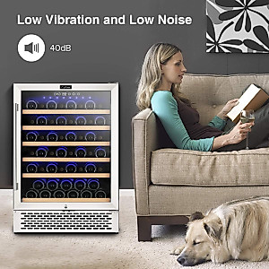 COLZER Premium 24 Inch Wine Cooler, 51 Bottle Wine Fridge with 2 Locks Humidity Control Intelligent Digital Upgrade Compressor Built in or Freestanding Wine Cellars for Home Office Bar