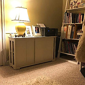 Yaheetech 2pcs Stackable Kitchen Buffet Cabinet Storage Cabinet with Sliding Doors and Adjustable Shelf, Sideboard Console Table Space Saving Kitchen Living Room Dining Room Hallway, Antique White