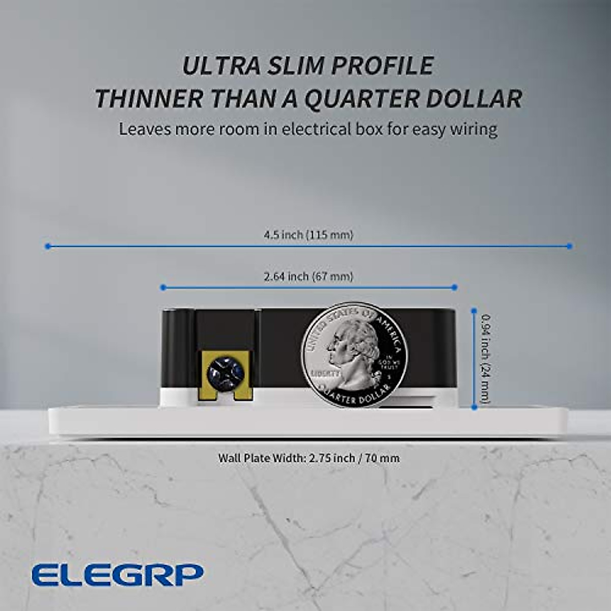 ELEGRP Digital Dimmer Light Switch for 300W Dimmable LED/CFL Lights and 600W Incandescent/Halogen, Single Pole/3-Way LED Slide Dimmer Light Switch, Wall Plate Included, UL Listed, 6 Pack, Matte White