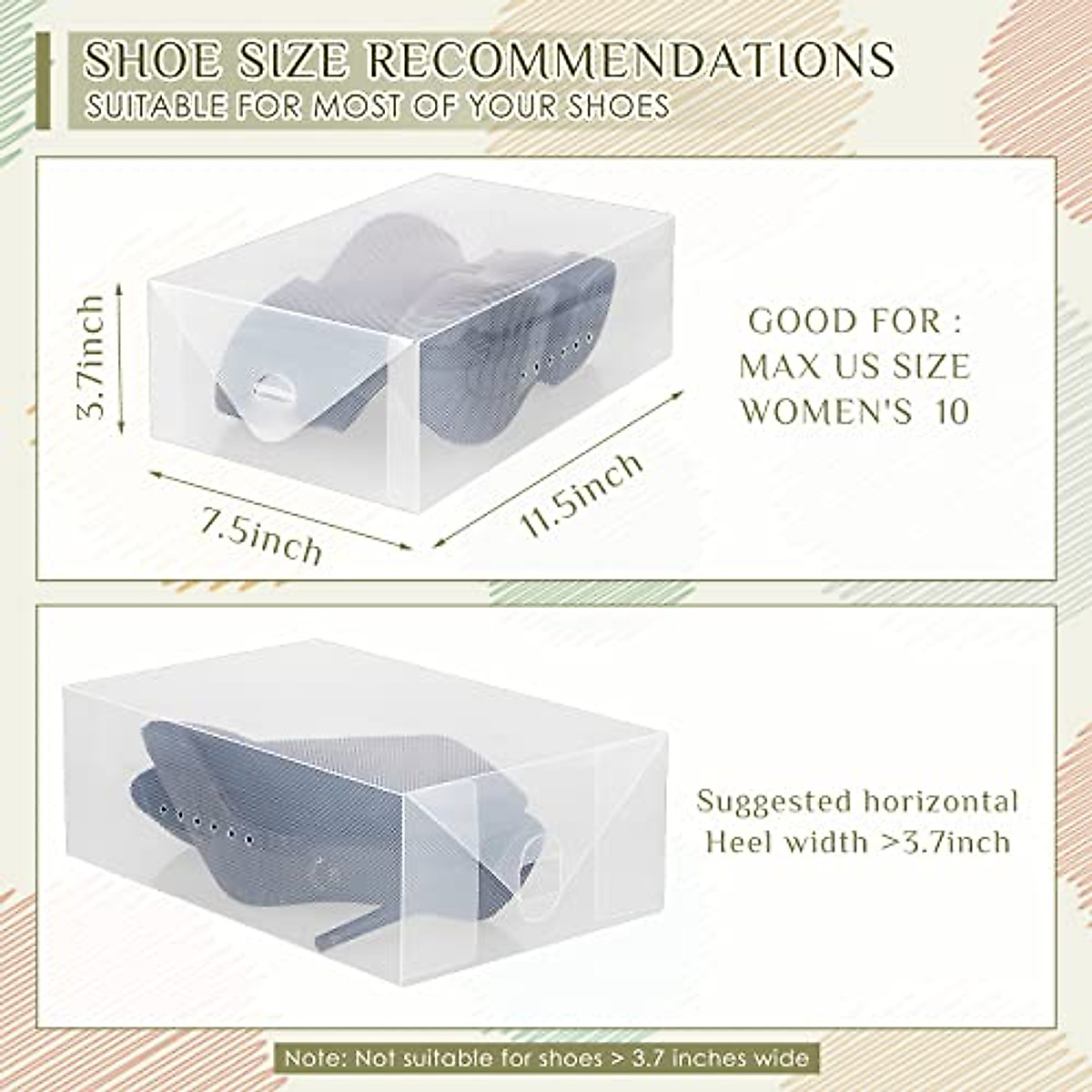 Set of 20 Clear Shoe Storage Boxes Stackable Shoes Organizer for Closet Shoe Organizer Plastic Shoe Containers Heavy Duty Shoe Bins Case for Boot Sneaker, 11.8 x 7.5 x 3.7 Inch