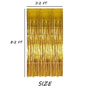 Capesaro Metallic Tinsel Foil Fringe Curtains,3.2 ft x 8.2 ft Shimmer Curtain Streamers Party Photo Backdrop for Birthday Wedding Party Baby Shower Decorations(Silver,Pack of 4)