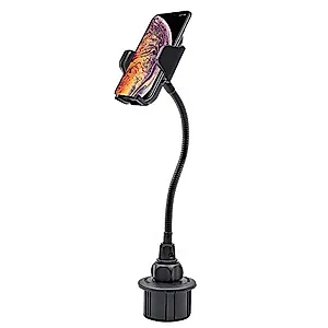 Kuelor Car Cup Holder Phone Mount, Adjustable Long Arm Cell Phone Holder with 360° Rotatable Cradle for Most Smartphones Such as iPhone, Samsung and GPS