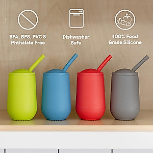 ezpz Happy Cup + Straw System - 24 months+ (Gray) - 100% Silicone Cup + Straw for Older Toddler + Preschoolers