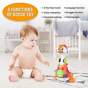 Woby Baby Musical Toy Dancing Singing Talking Walking Hip Hop Swing Goose Cool Educational Toy Gift for 1 2 3 Year Toddlers Kids Boys Girls