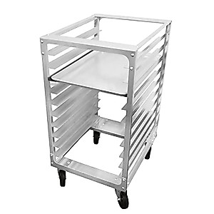 SHOPCraft 10 Tier Bun Pan Rack, Commercial Aluminum Speed Rack With Heavy Duty Plate Casters And Non-Marking Polyolefin Wheels, Food Service Sheet Pan Rack