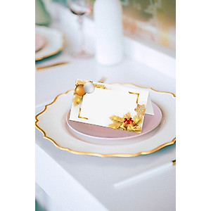 Place Cards for Christmas Party, Editable Name Place Cards, Seating Place Cards for Tables, Tent Style Cards for Wedding, Dinner Party or Any Occasion, Easy Folding, Pack of 25 Escort Cards(A08)