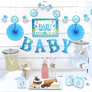 PH PandaHall 60 Sets Baby Shower Favor Boxes, Footprints Paper Gift Boxes Newborn Baby Folding Box with Ribbon for Gender Reveal Party Kindergarten Holiday Birthday Party Gift Favor, 2.4x2.4x2.4 Inch