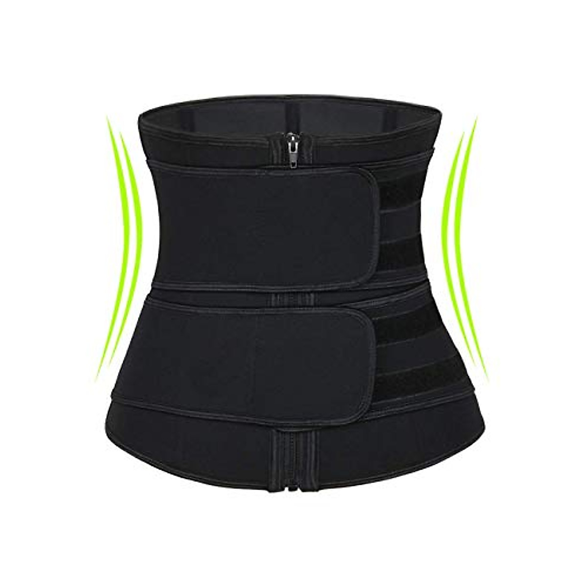 Hopgo Waist Trimmer for Women Weight Loss Waist Cincher Corset Sweat Girdle Workout tummy Slimming Belt XXL Black with Double Belt