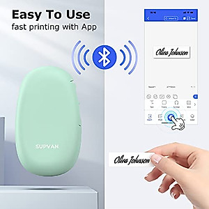 SUPVAN Label Makers E10 Mini Bluetooth Label Printer Wireless Labeler Label Maker Machine with Tape Multiple Templates Available Labelmaker for Office Organization Home Kitchen Storage Green