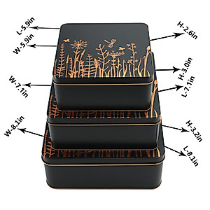 PHILPETY Decorative Storage Box Rural Tin Gift Box Tinplate Candy Cookie Box Square Candy Storage Containers with Lids for Chocolate Candy Tea Coffee Cosmetics Jewelry Photos Gift Case 3Pcs