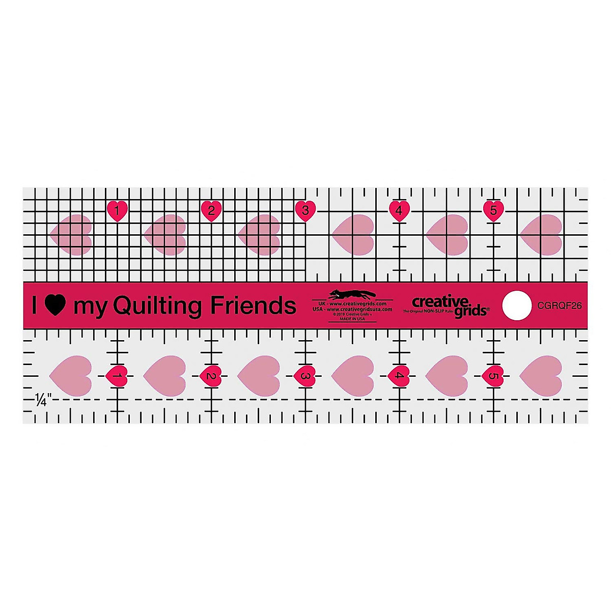 Creative Grids I Love My Quilt Friends Mini Quilt Ruler 2-1/2in x 6in - CGRQF26