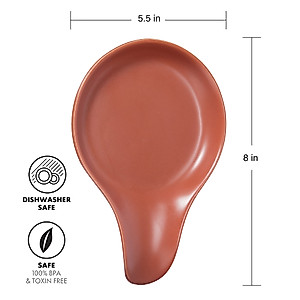 OGGI Jumbo Ceramic Spoon Rest- Spoon Rest for Stove Top, Spoon Holder for Countertop, Kitchen Decor for Counter, Coffee Bar Accessories, Brick Red