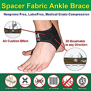 IRUFA, AN-OS-11,3D Breathable Elastic Knit Patented Fabric Adjustable Athletics Achillies Tendon Ankle Wrap, Plantar Fasciitis, Pain Relief for Sprains, Strains, Arthritis and Torn Tendons (L)
