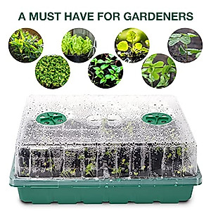 HOXHA 8 Pack Seed Starter Tray Kit, 384 Cell Indoor Seedling Starting Trays with Humidity Dome Base Mini Greenhouse Plant Germination Set for Seeds Growing, 8 Pack 48 Cell
