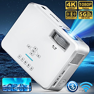 Projector with WiFi and Bluetooth, 5G WiFi Native 1080P Movie Projector, 9800L 4K Supported Portable Outdoor Projector, Pericat Home Theater Projector Compatible with TV Stick, Phone, Laptop