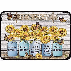 Sunflower It's Okay to Make Mistakes Funny Metal Novelty Sign Metal Retro Wall Decor for Home,Street,Gate,Bars,Restaurants,Cafes,Store Pubs Sign Gift 12 X 8 INCH Metal Sign…