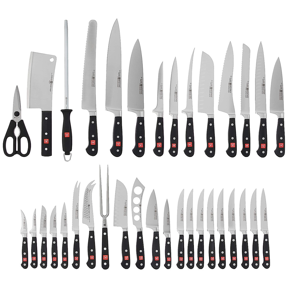 Wusthof Classic Thirty-Six Piece Block Set, One Size, Black, Stainless Steel