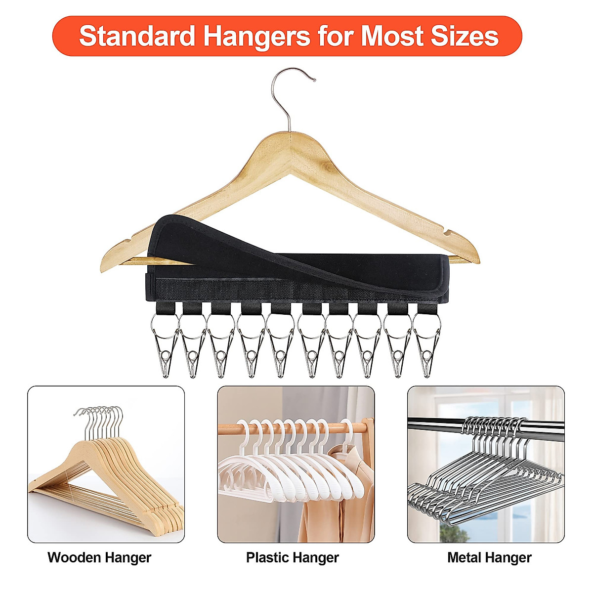 Hat Rack for Baseball Caps Hat Organizer Holder for Hanger & Room Closet Display, 2Pack 10 Hat Storage Clips for Hang Ball Caps Winter Beanie & Accessories, for Men, Boy Women Gift (2PC Black)