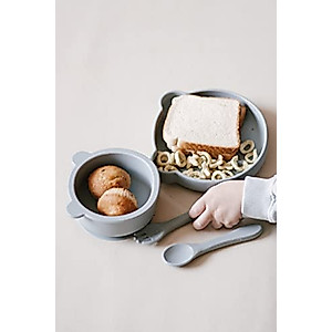 Ullabelle Kids Silicone Animal Suction Plate, Suction Baby Bowl & Baby Spoons for Toddlers (Pink)