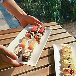 DOWAN 12" Rectangle Plates Set of 4 - White Serving Platters for Party, Wedding, and Entertaining - Rectangular Serving Trays Dishes for Steak, Taco, Sushi, Appetizer, Cake - Dishwasher & Oven Safe