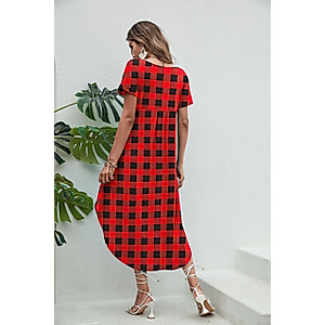 Ekouaer Nightgowns for Women V Neck Nightshirts Short Sleeve Soft Sleepwear Side Split Pockets Long Nightdress