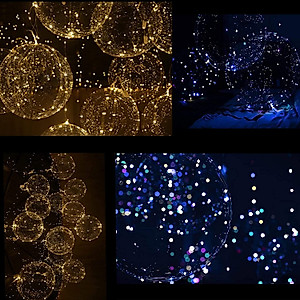 Led Balloons,helium tank for balloon at home,Clear balloon Light Up Bobo Balloons (warm white (10 set+15balloons))（Not Includ Battery）