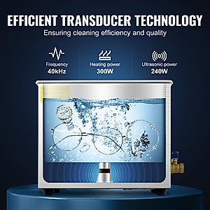 VEVOR Professional Ultrasonic Cleaner 10L/2.5 Gal, Easy to Use with Digital Timer & Heater, Stainless Steel Industrial Machine for Jewelry Dentures Small Parts, 110V, FCC/CE/RoHS Certified